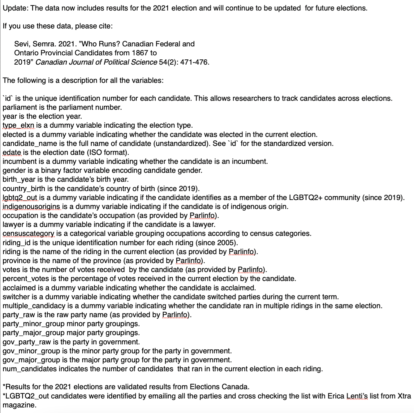 Canadian Elections Datasets – Semra Sevi